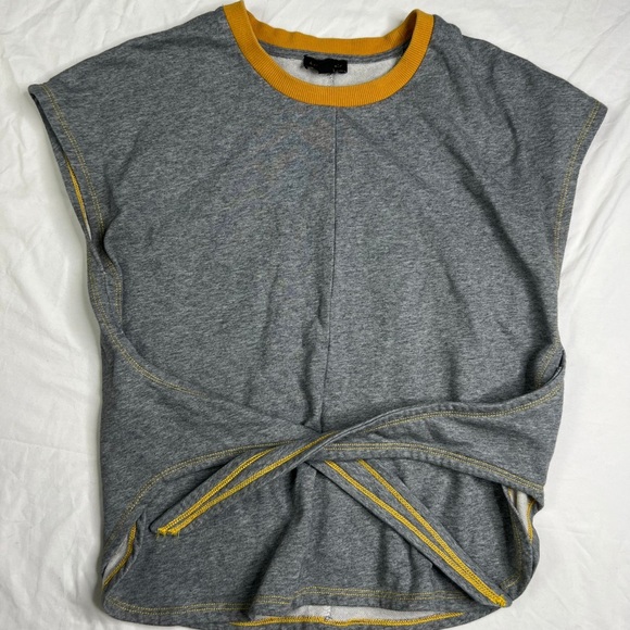 Current Air | Tops | Anthropologie Current Air Gray Front Tie Ringer ...